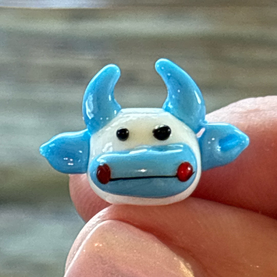 Lampwork Cow Bead 16mm, Glass White Cattle Head - Etsy