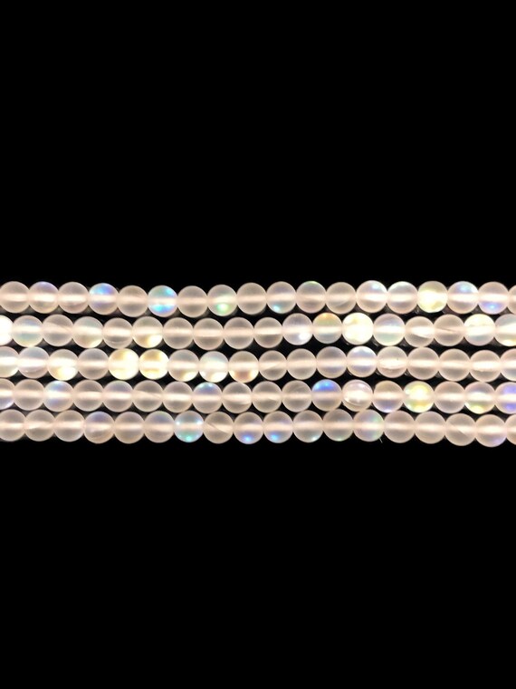 6mm Moonstone Frosted Clear Rainbow Beads Strands Frosted | Etsy