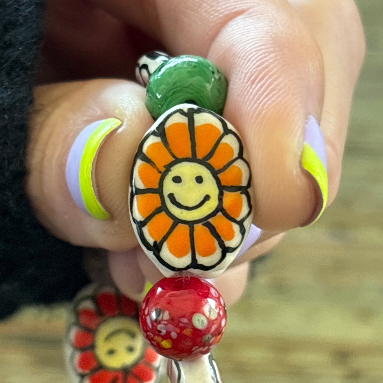 Ceramic Smiling Flower Bracelets, Sunflower Smiles Beaded Bracelet - Etsy