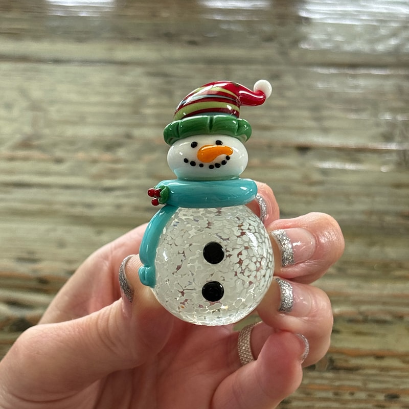 Lampwork Glass Snowman - Etsy