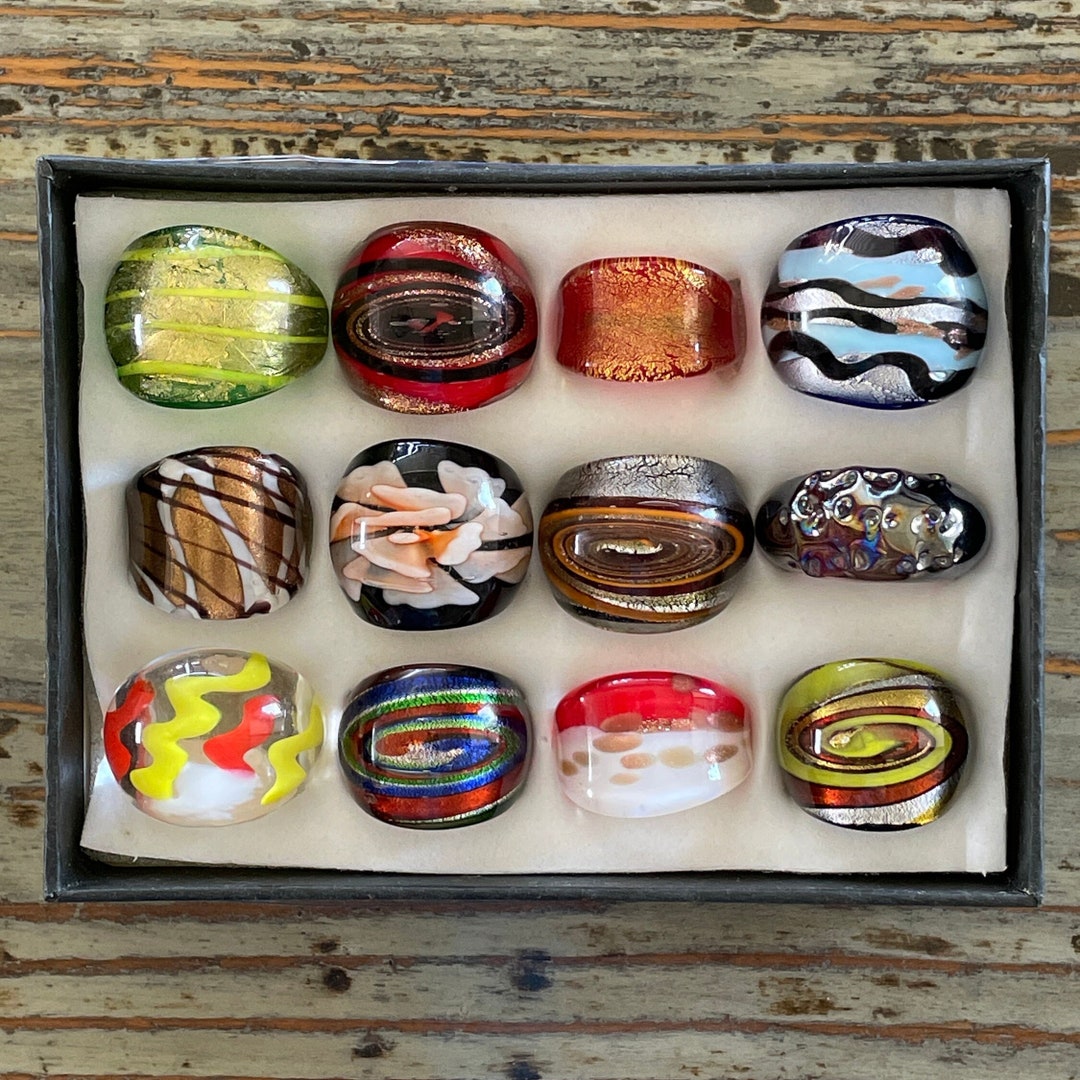 Lampwork Glass Rings, Mixed Color Infinity Style, Mixed Sizes - Etsy