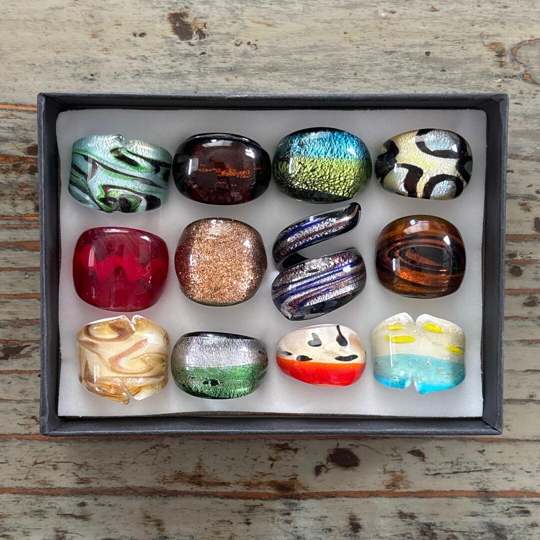 Lampwork Glass Bubble Rings, Size 8 - Etsy