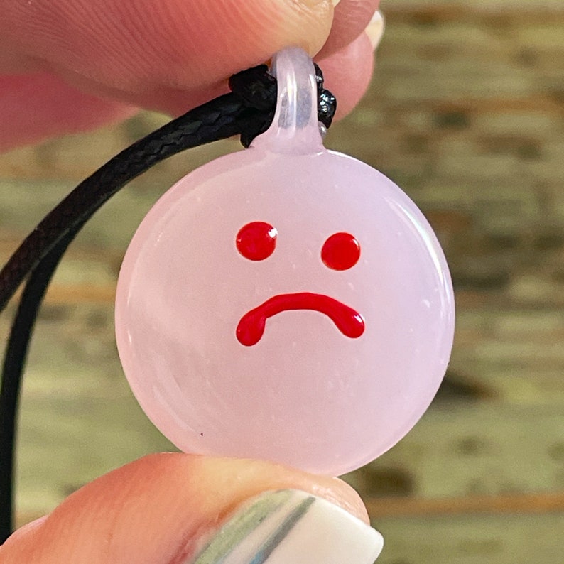 Lampwork Glass Smile Face Necklace - Etsy