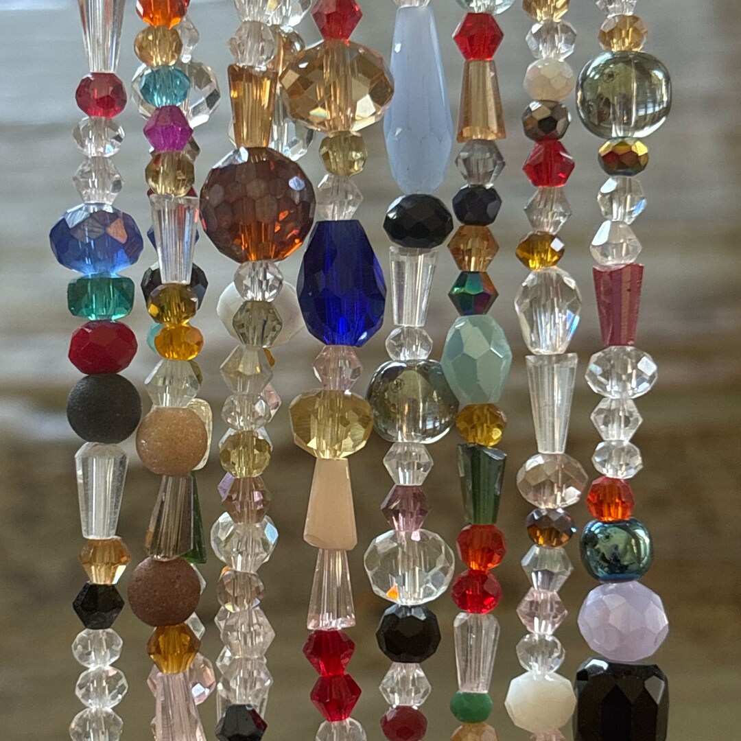 Mixed Glass Bead Strands, Brightly Multi Colored Faceted Beads, 2mm ...