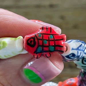Ceramic Glass Fish Bracelets, Porcelain Glass Colorful Fish Beaded ...