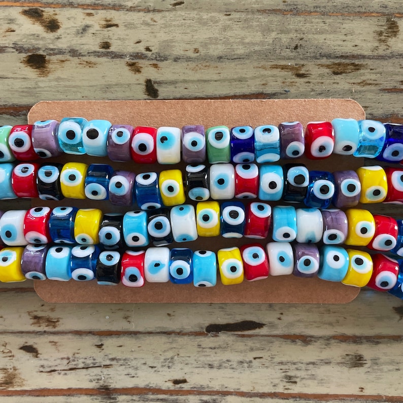 Evil Eye Murano Glass Strands Nazar Lampwork Column 8.5mm - Etsy