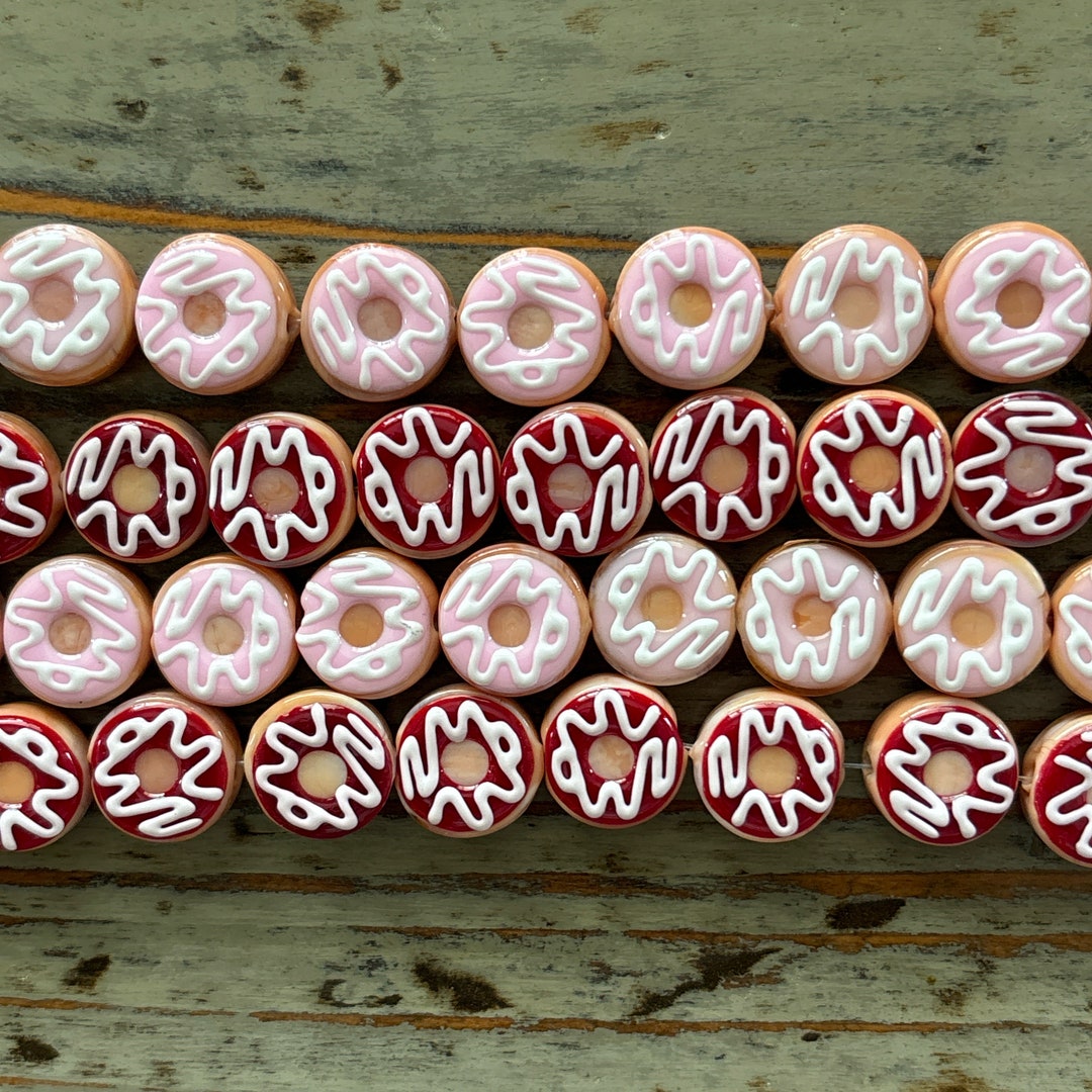 Lampwork Donut Beads, Glass and Enamel 16mm Doughnut Beads - Etsy