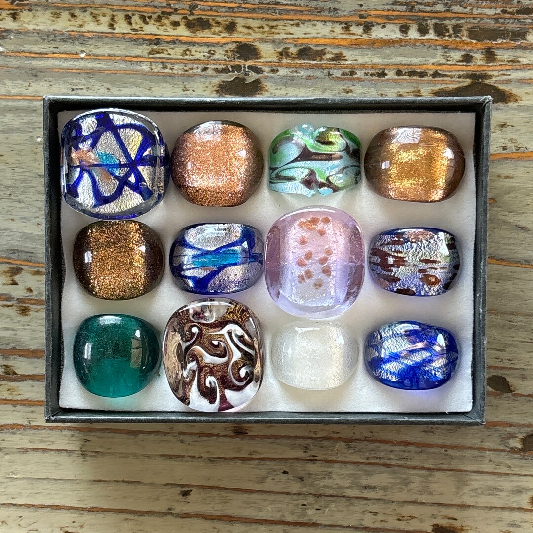 Lampwork Glass Rings, Mixed Color Infinity Style, Mixed Sizes - Etsy