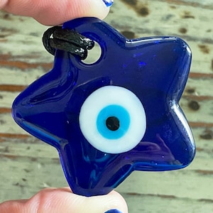 Glass Nazar Star Necklace, 46mm Lampwork Evil Eye Star Choker - Etsy