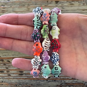 Ceramic Glass Fish Bracelets, Porcelain Glass Colorful Fish Beaded ...