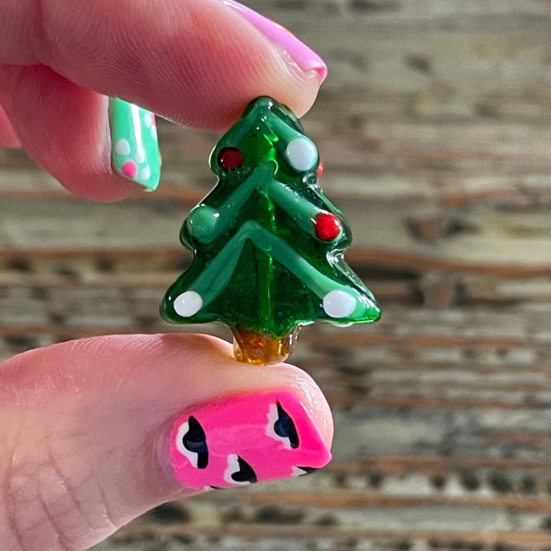 Lampwork Christmas Tree Bead: 1" Glass Holiday Garland - Etsy
