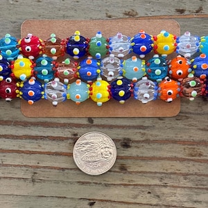 Lampwork Glass Beads, Bumpy, Mixed Color, 14mm Round Bead - Etsy
