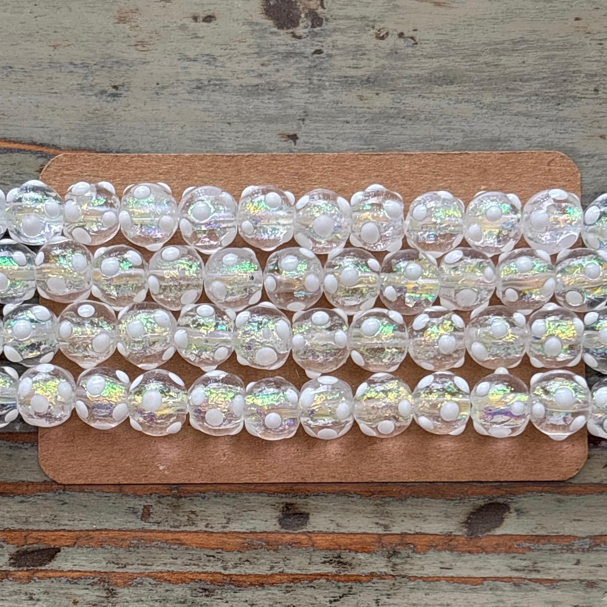 Bumpy Lampwork Bead Strands, Clear Foil With White Dots, 12mm - Etsy
