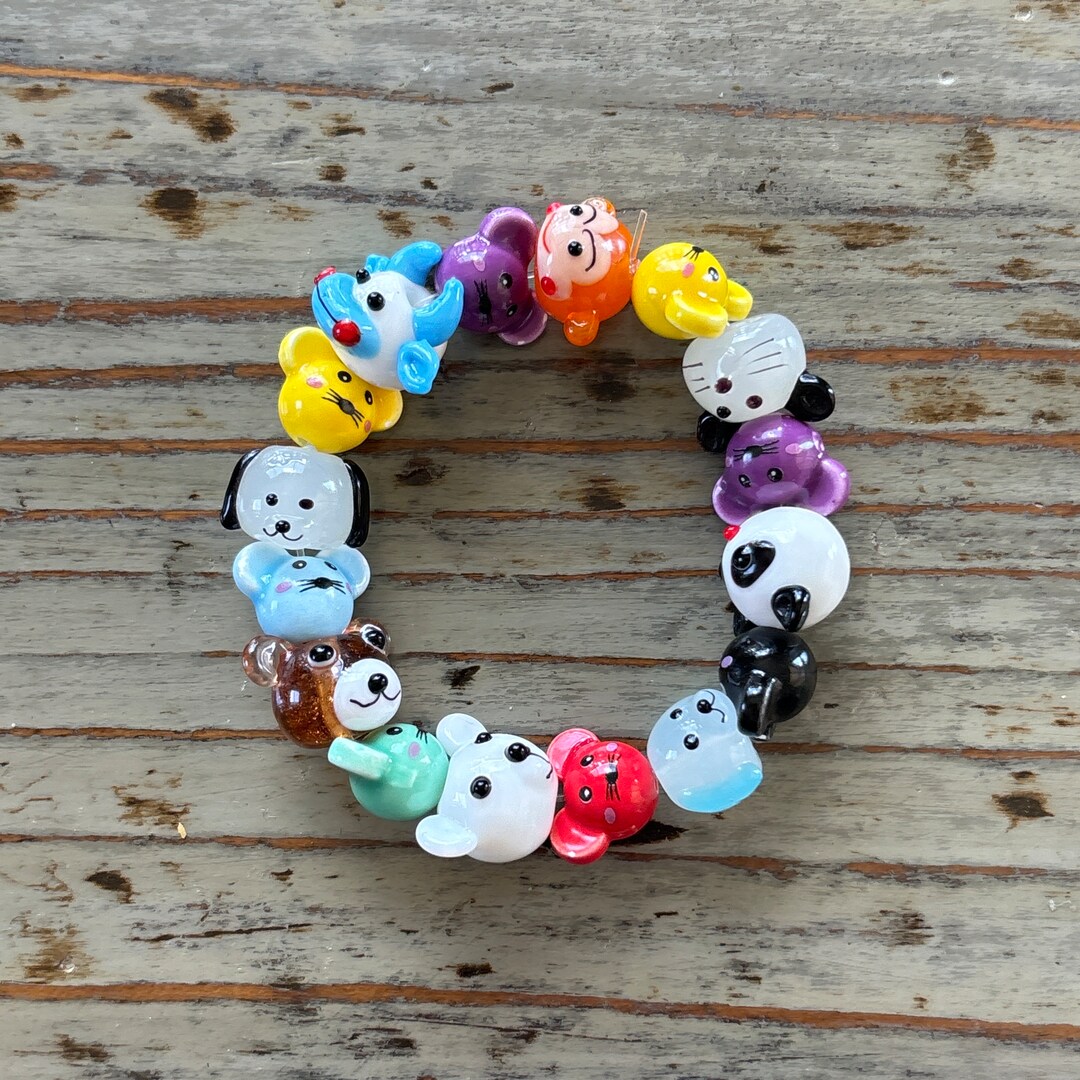 Lampwork Animal Bracelets, Glass 14~20mm Spirit Animals Beaded Bracelet ...