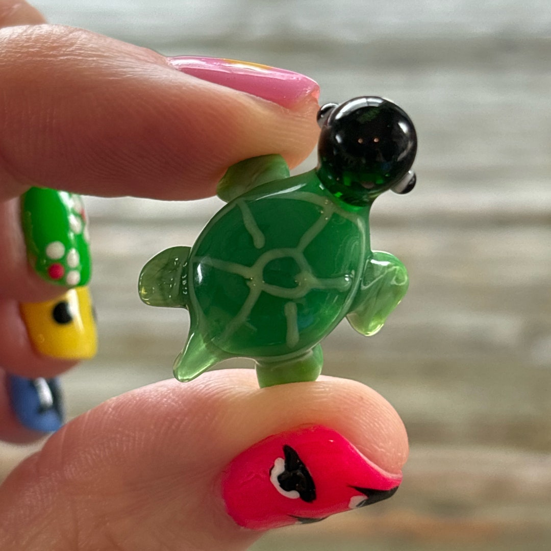 Lampwork Glass Turtle, Green Garden Turtles 1 Display, Decoration ...