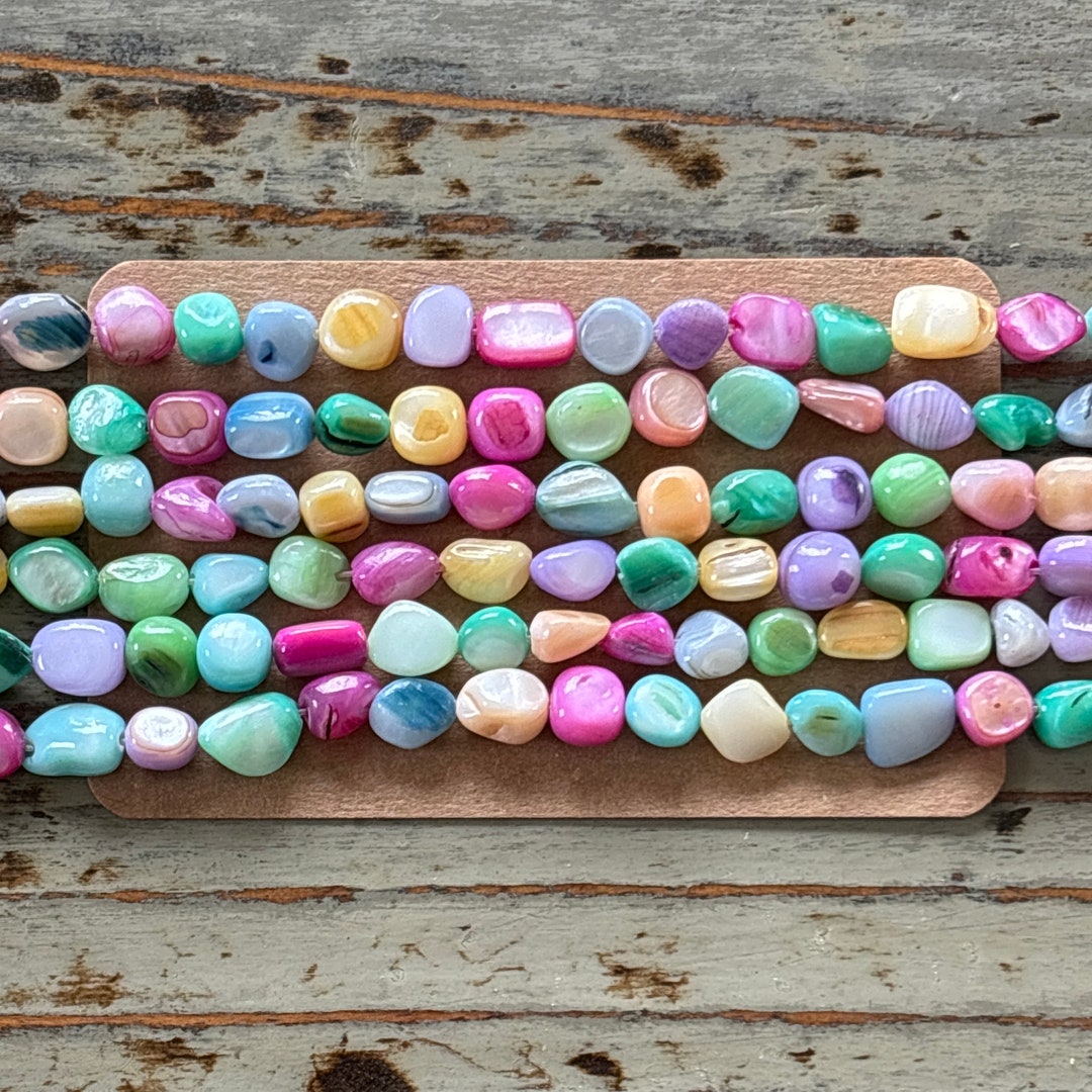 Natural Freshwater Shell Dyed Beads, Colorful 8mm Flat Round - Etsy