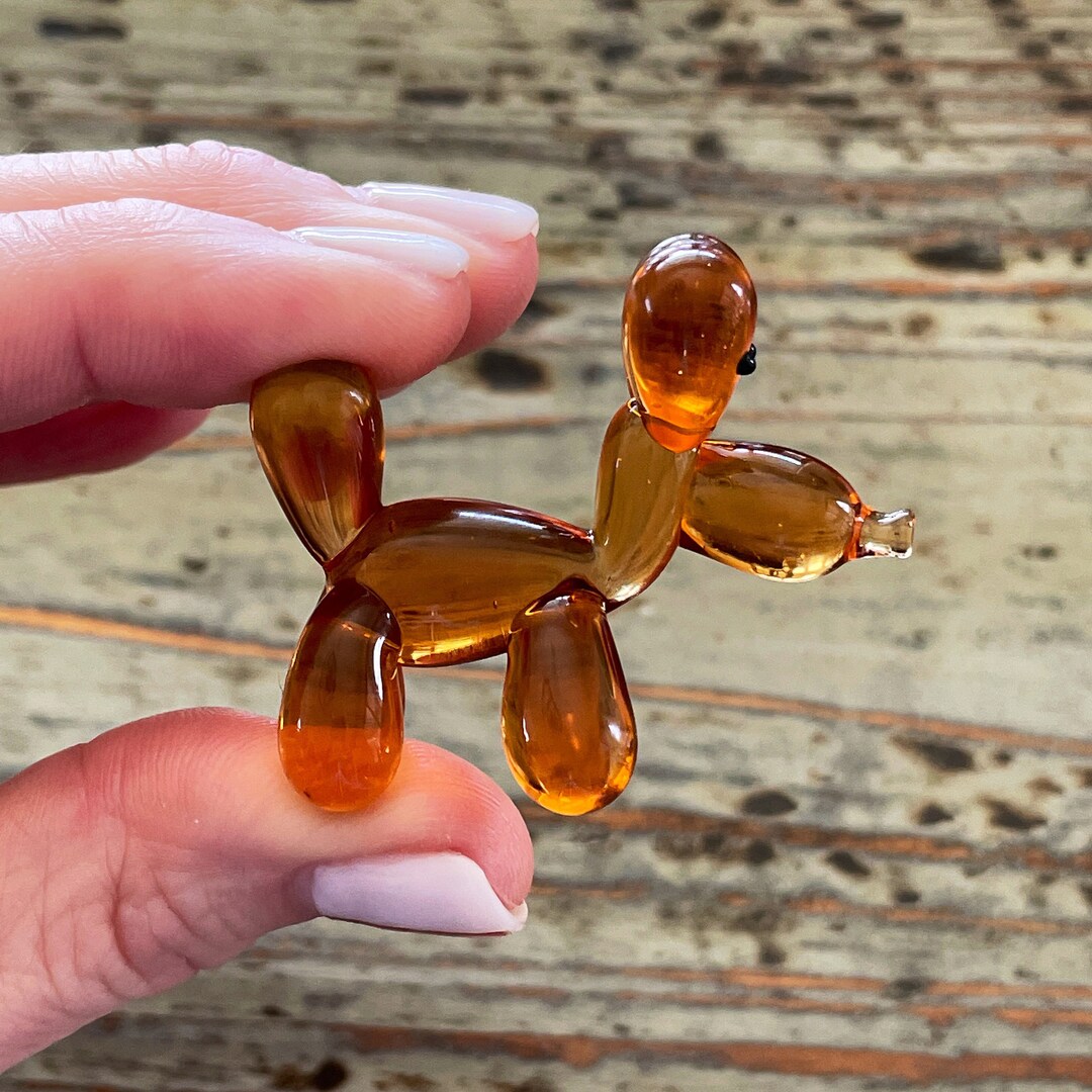 Amber Lampwork Glass Balloon Dog Figurine - 2" - Etsy