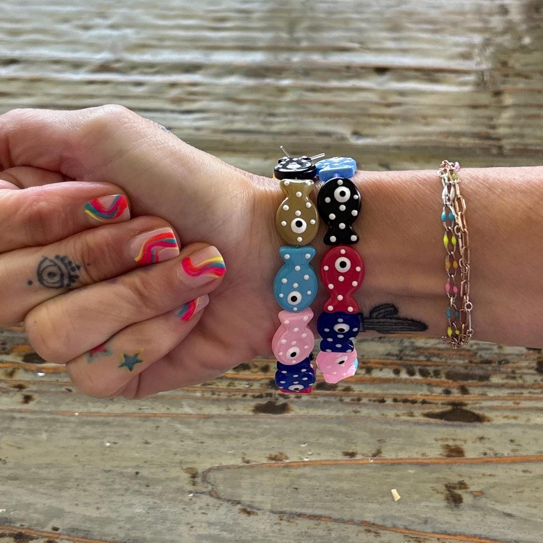 Lampwork Fish Bracelets, Colorful Fish Beaded Bracelet - Etsy