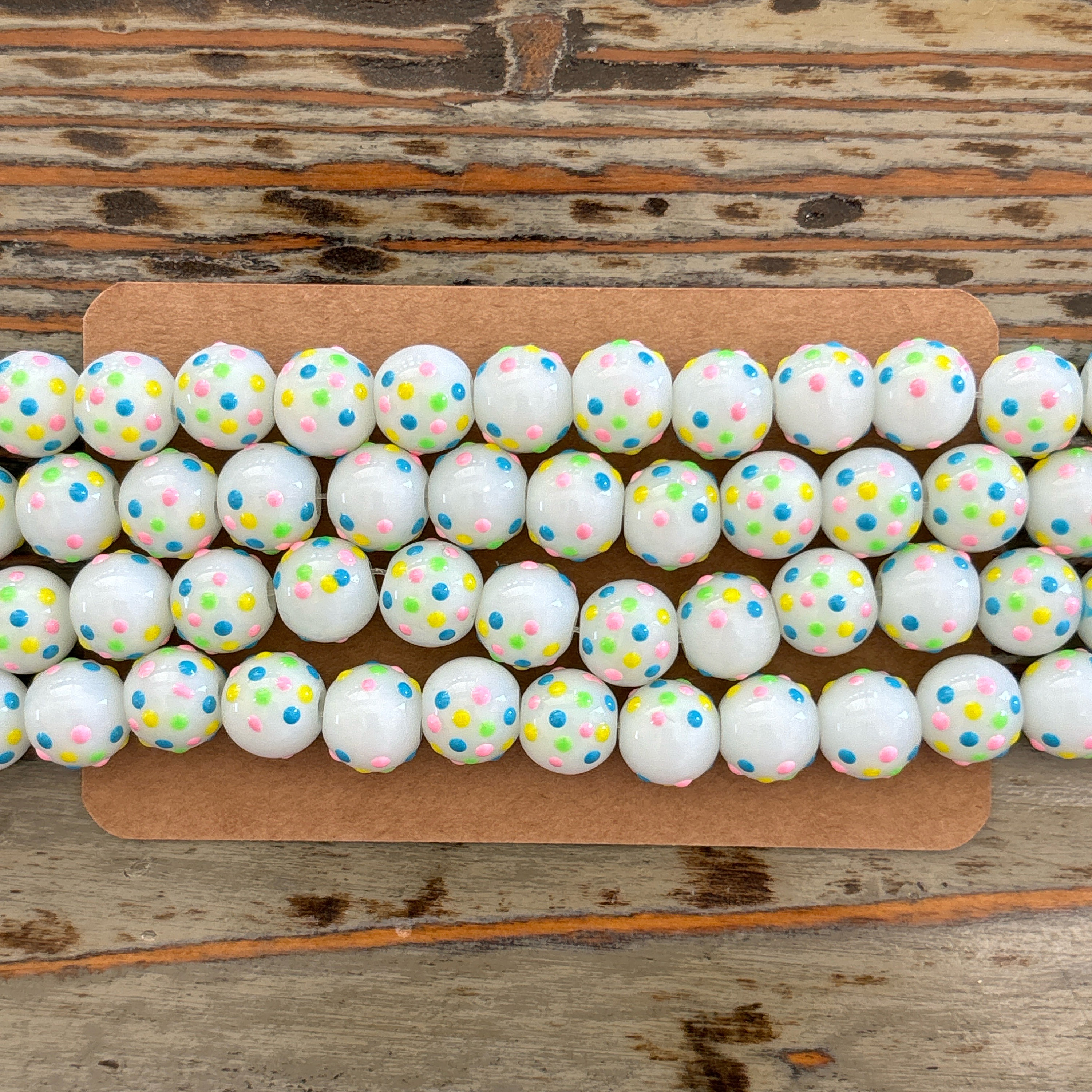 Bumpy Lampwork Bead Strands, White Glass and Enamel 10mm Beads - Etsy