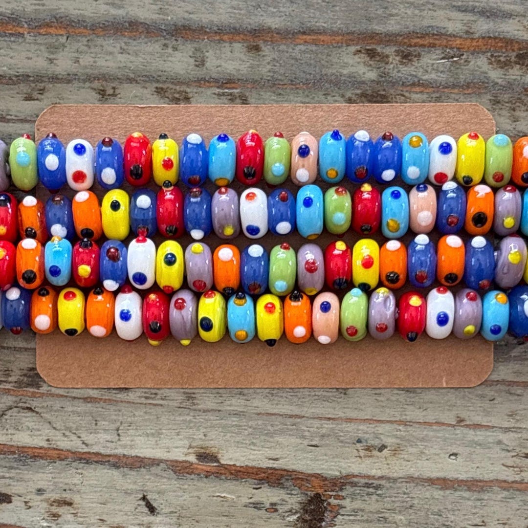 Lampwork Polka Dot Beads, Colorful Glass Rondelle 12mm Strands - Etsy