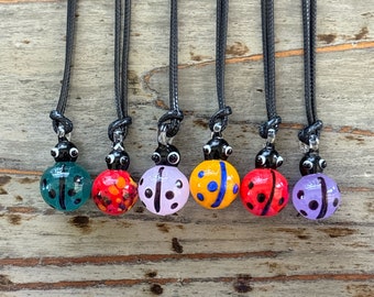 Handmade Murano Glass Ladybug Necklace, Cute Ladybug Necklace, Luck ...