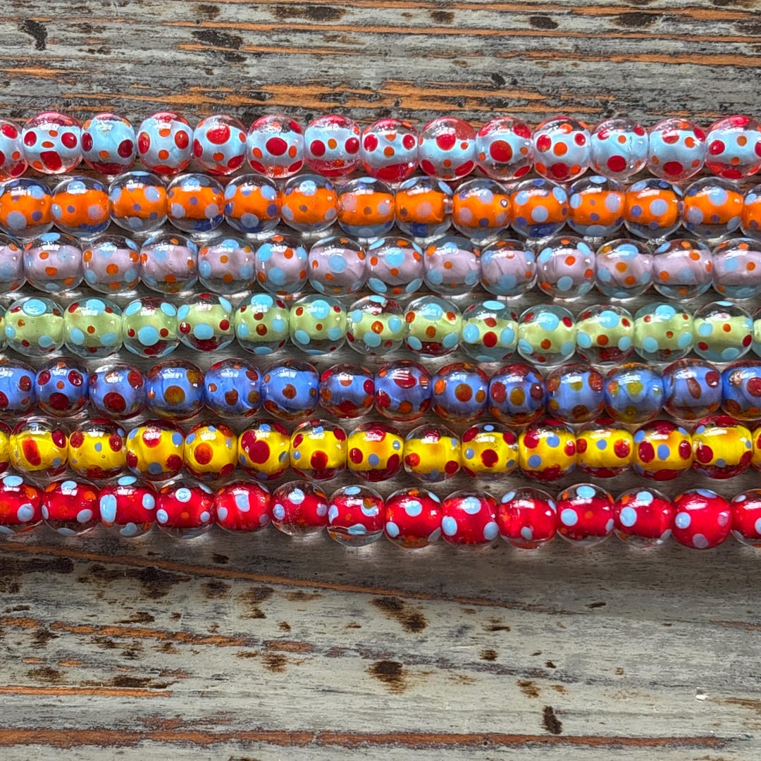 Lampwork Polka Dot Beads, Colorful Glass Round 12mm Strands - Etsy