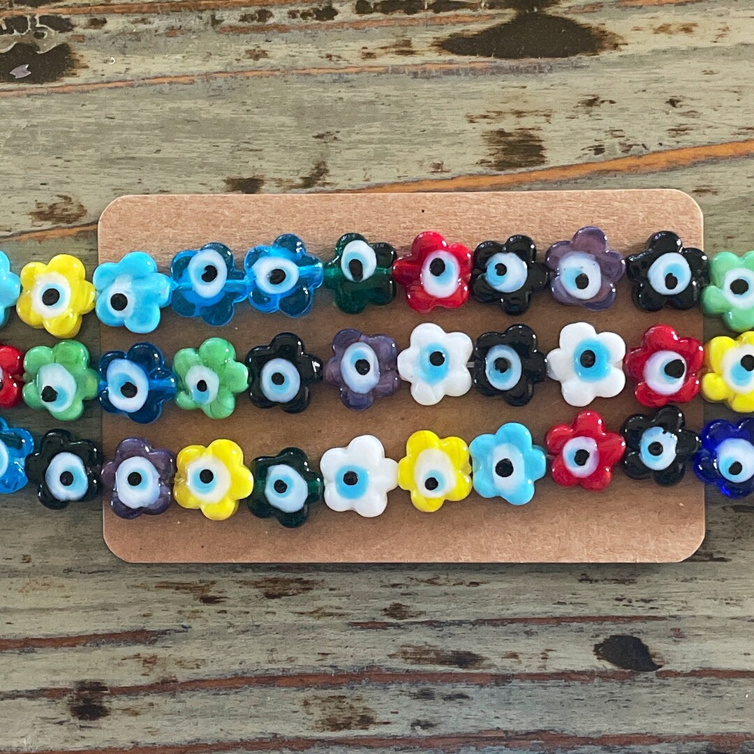 Evil Eye Lampwork Beads Strands, Flower, Mixed Color, 12mm - Etsy