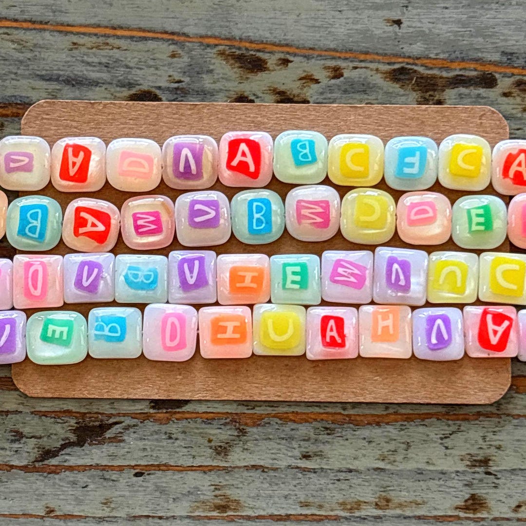 Natural Freshwater Shell Enamel Alphabet Beads - Etsy