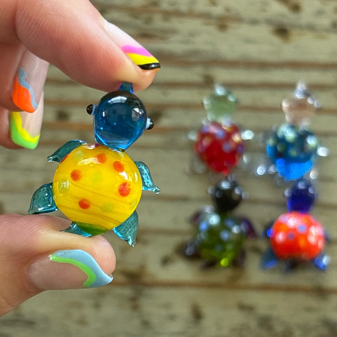 Lampwork Glass Turtle, Colorful Turtles 1” Display, Decoration ...