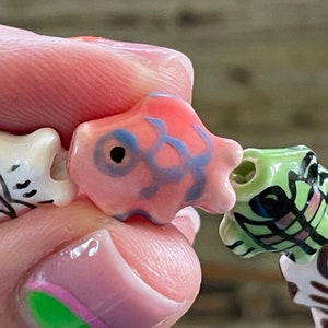Ceramic Glass Fish Bracelets, Porcelain Glass Colorful Fish Beaded ...