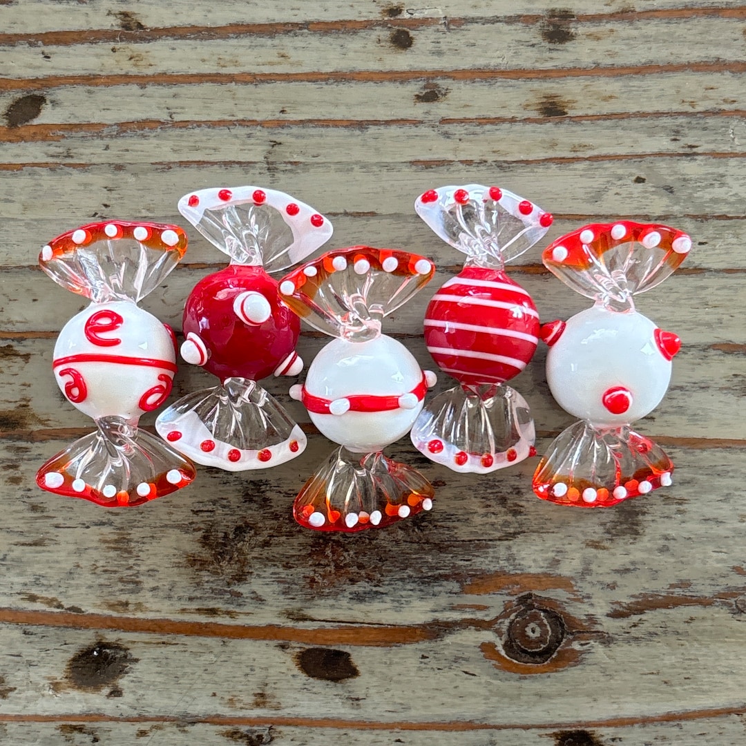 Lampwork Glass Candy, 2” Old Fashioned Red Wrapped Candy - Etsy