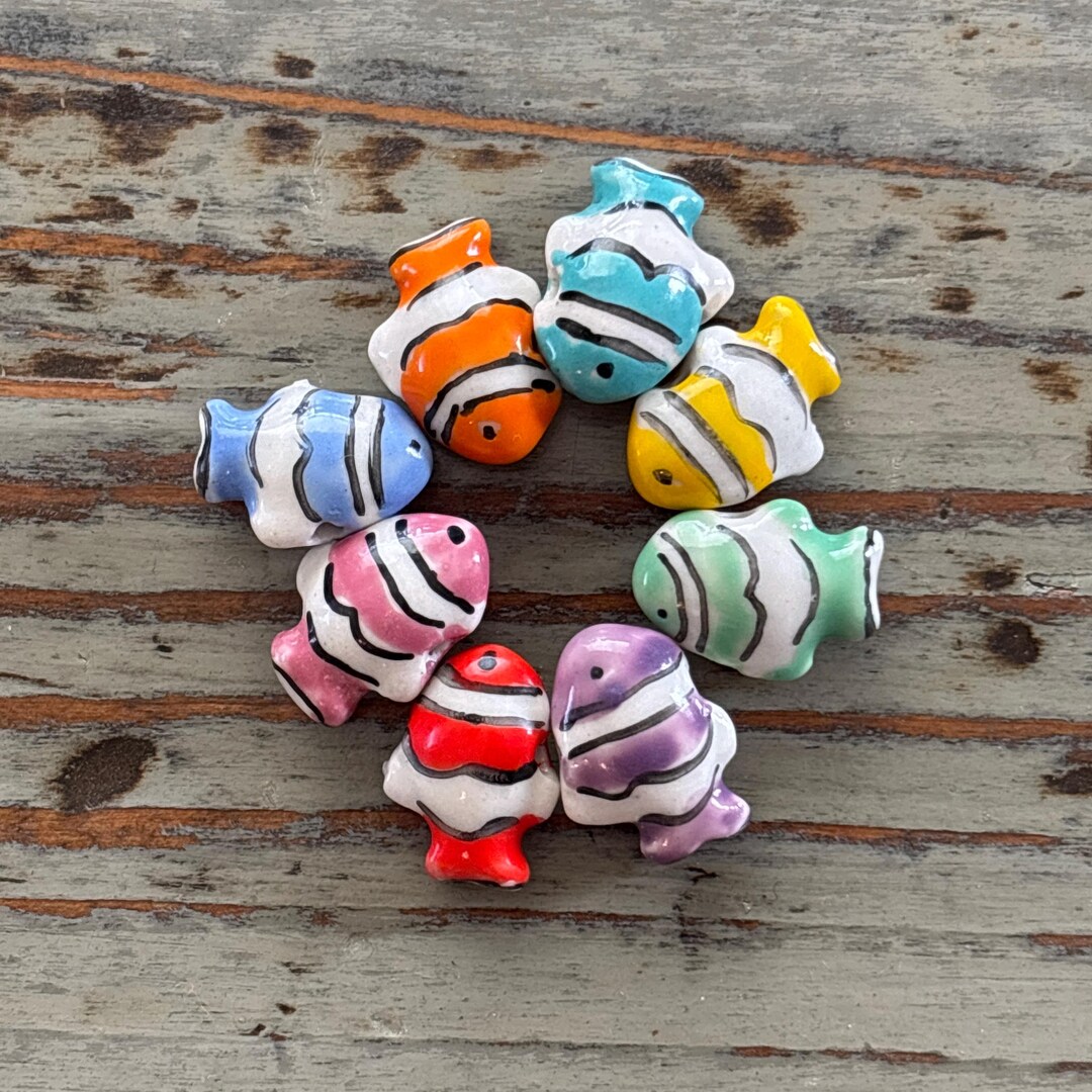 Ceramic Fish Beads 18mm, Adorable Multicolor Fish - Etsy