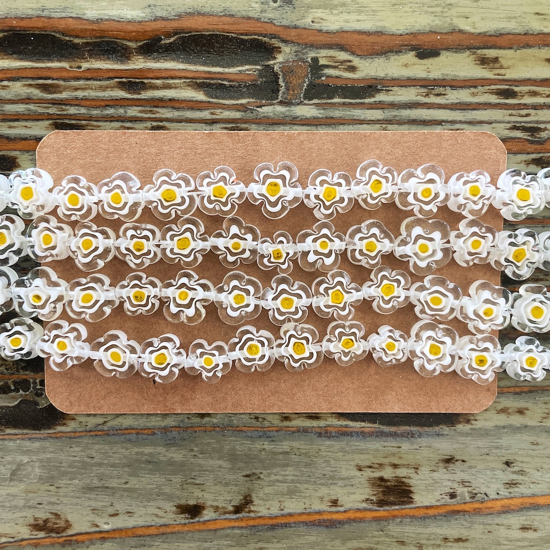 Millefiori Glass Sunflower Bead Strands, Clear 10mm Lampwork Flowers - Etsy