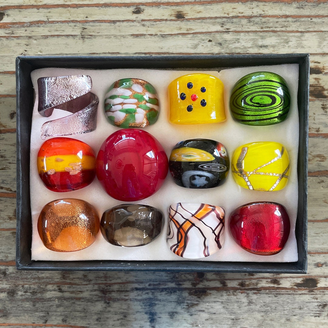 Lampwork Glass Rings, Mixed Color Infinity Style, Mixed Sizes - Etsy