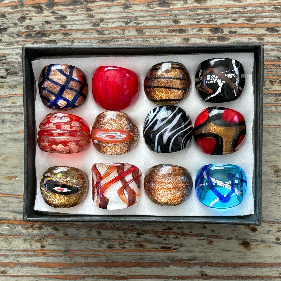 Lampwork Glass Rings, Mixed Color Infinity Style, Mixed Sizes - Etsy
