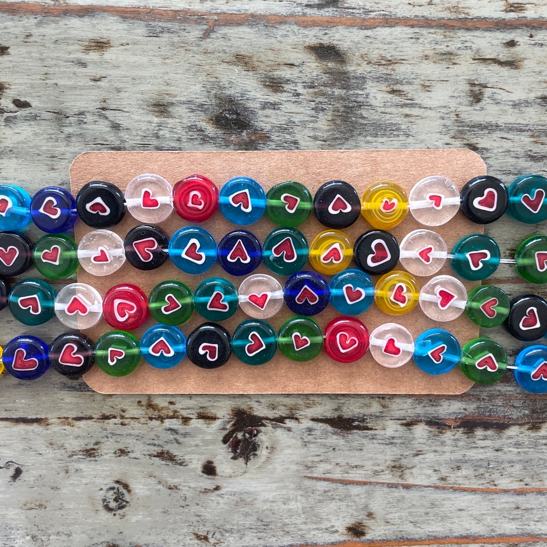 Millefiori Glass Heart Bead Strand, 10mm Colorful Hearts Bead Strands ...