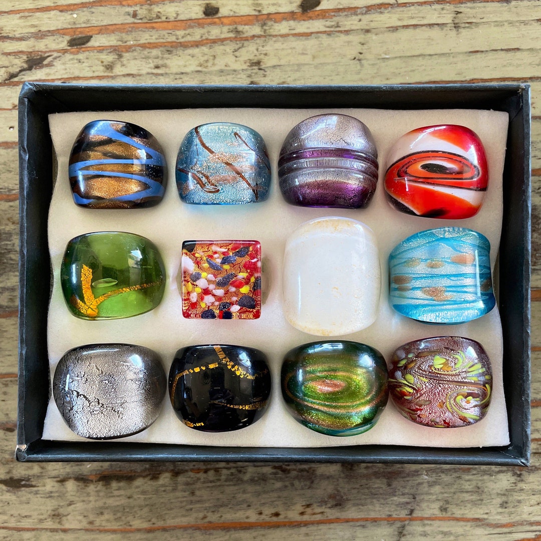 Lampwork Glass Rings, Mixed Color Infinity Style, Mixed Sizes - Etsy
