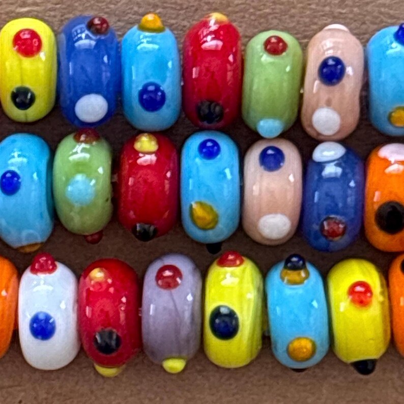 Lampwork Polka Dot Beads, Colorful Glass Rondelle 12mm Strands - Etsy