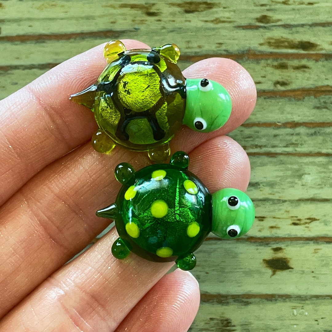 Lampwork Glass Turtle, Green Garden Turtles 32mm, Display, Decoration ...