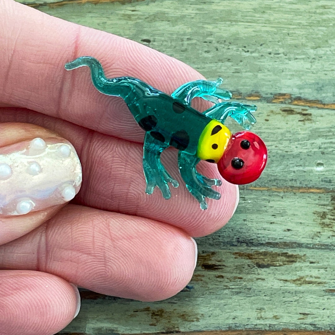 Lampwork Glass Gecko, Blue Garden Geckos 36mm, Display, Decoration ...