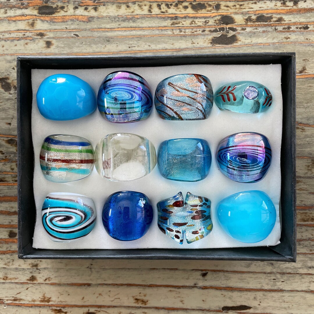 Lampwork Glass Rings, Mixed Color Infinity Style, Mixed Sizes - Etsy