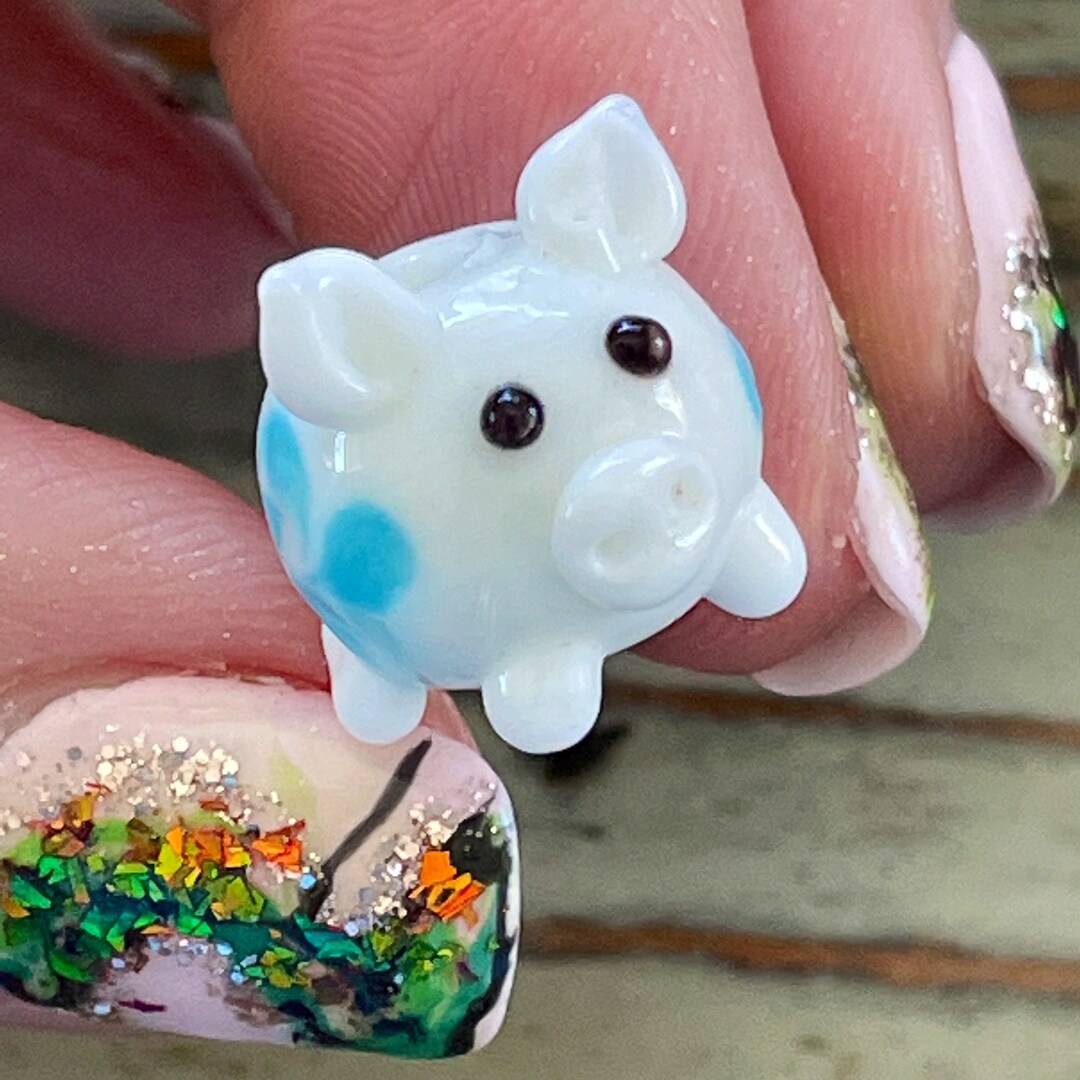 Lampwork Pig Bead 16mm, Adorable White Pig - Etsy