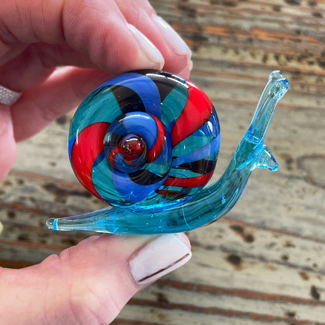 Lampwork Garden Snail, Colorful Large Glass Snail Display, Decoration ...