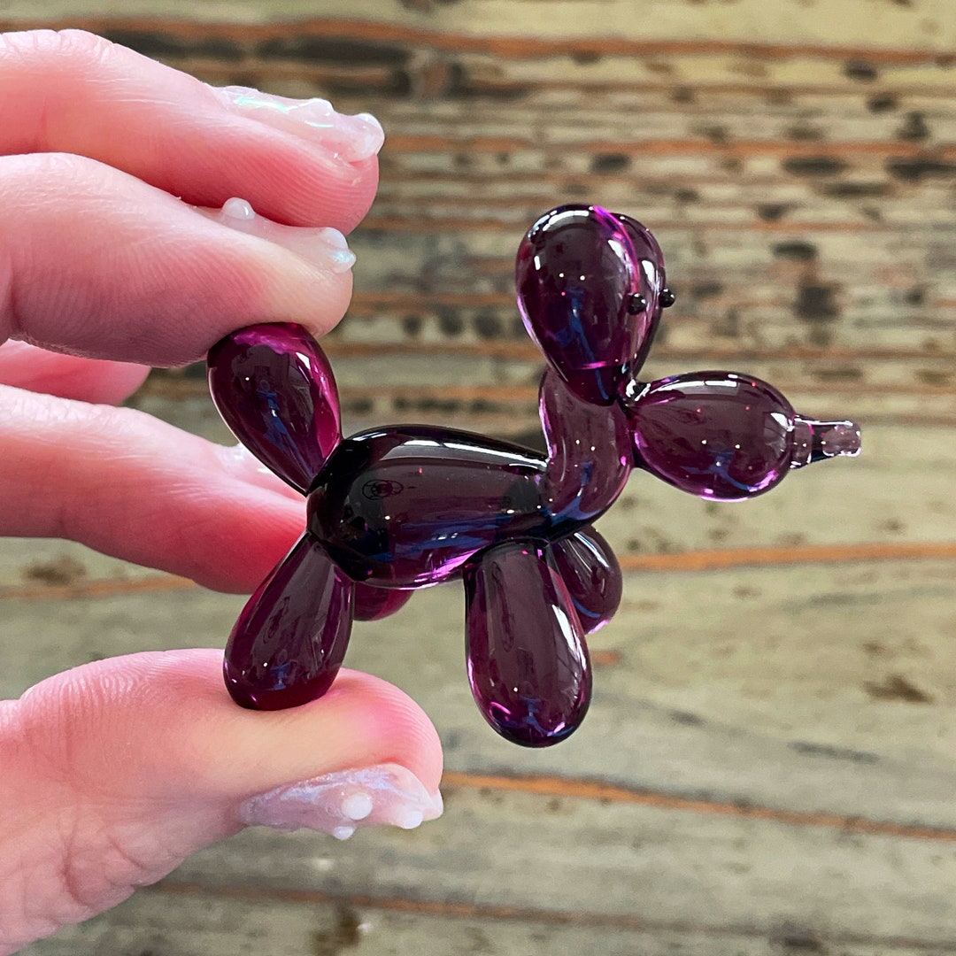 Balloon Dog Figurine, 2” Purple Lampwork Glass Dog - Etsy