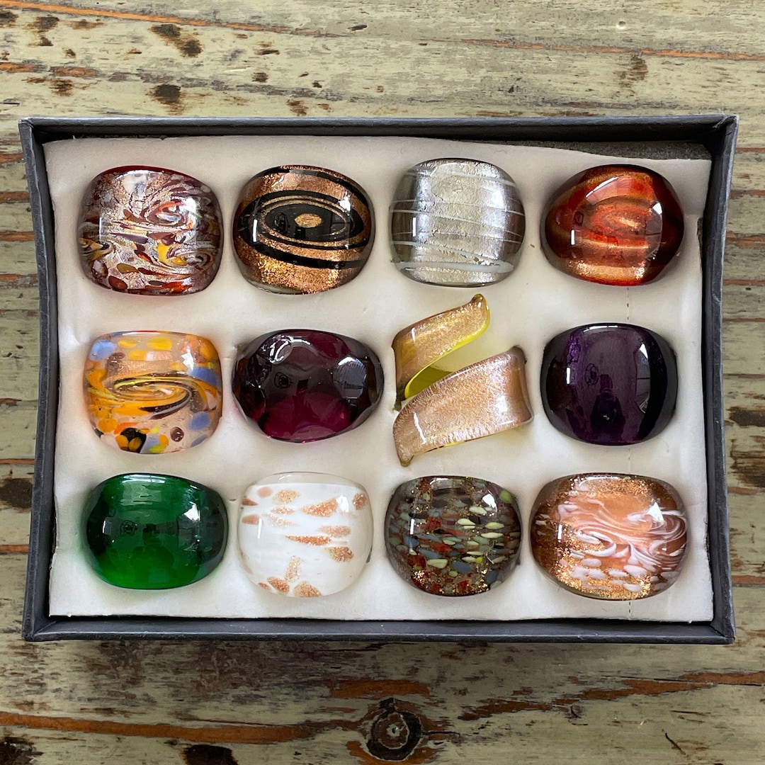 Lampwork Glass Rings, Mixed Color Infinity Style, Mixed Sizes - Etsy