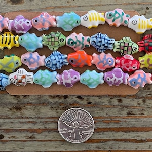 Ceramic Fish Beads 16mm, Adorable Multicolor Fish - Etsy