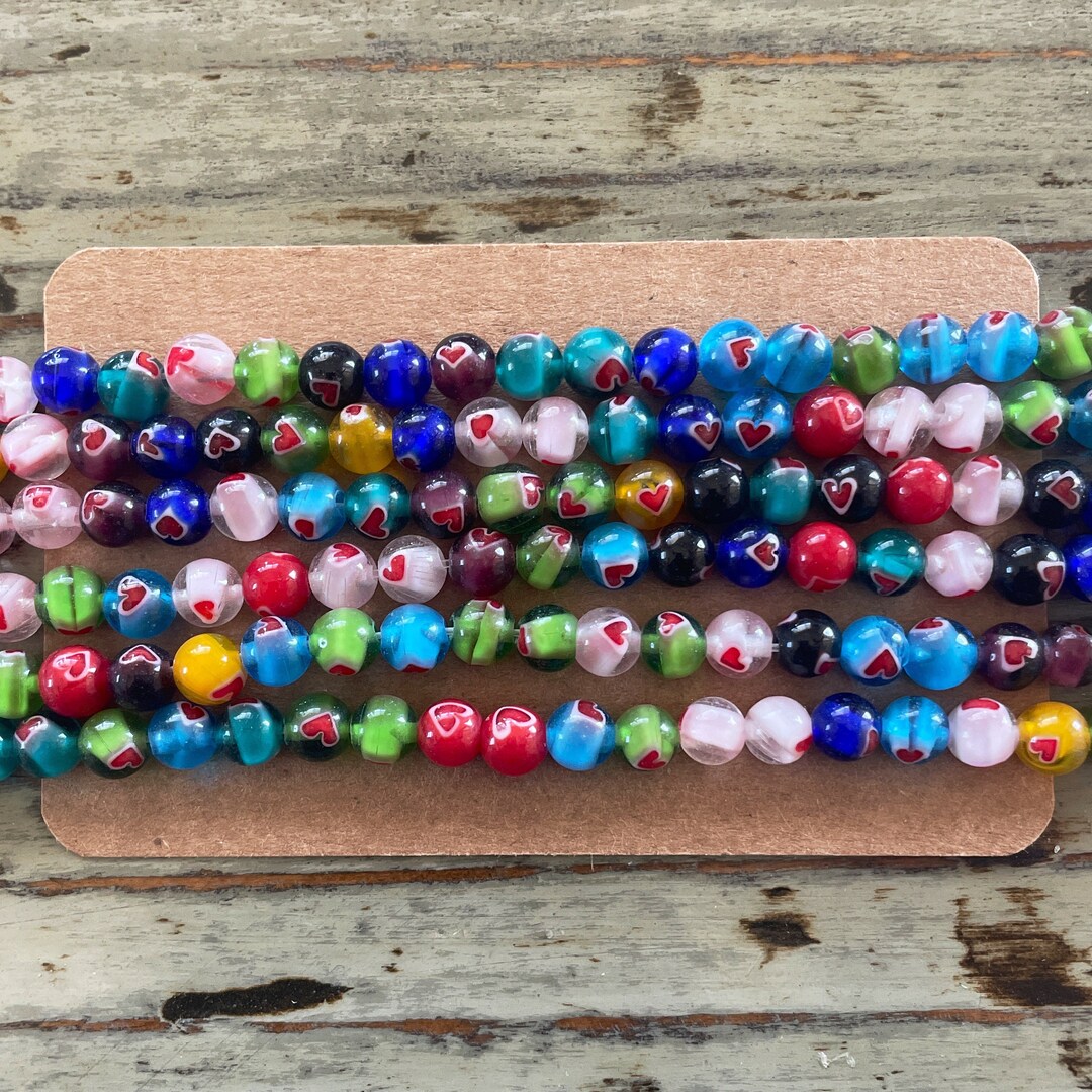 Glasherzperlen, 6 mm Glasperlenstrang, Mischfarbe Rund - Etsy Österreich