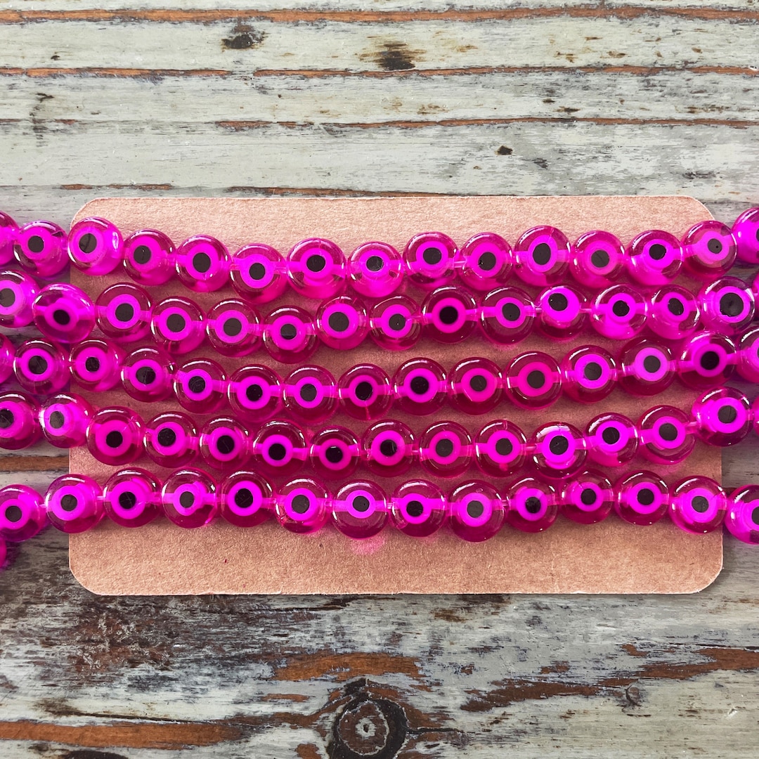 Magenta Evil Eye Lampwork Glass Beads: 8mm Flat Round - Etsy