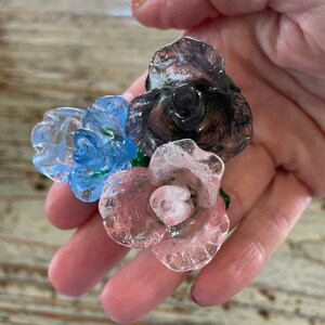 Glass Flower Rose Stems-beautiful Lampwork Flowers 7” - Etsy