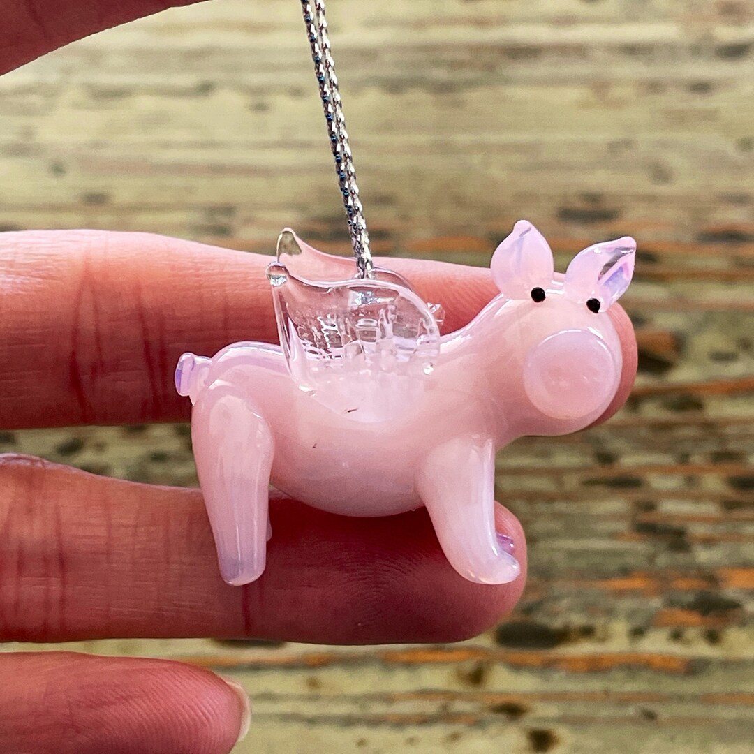 Lampwork Glass Flying Pig, Display, Decoration, Figurine, When Pigs Fly ...